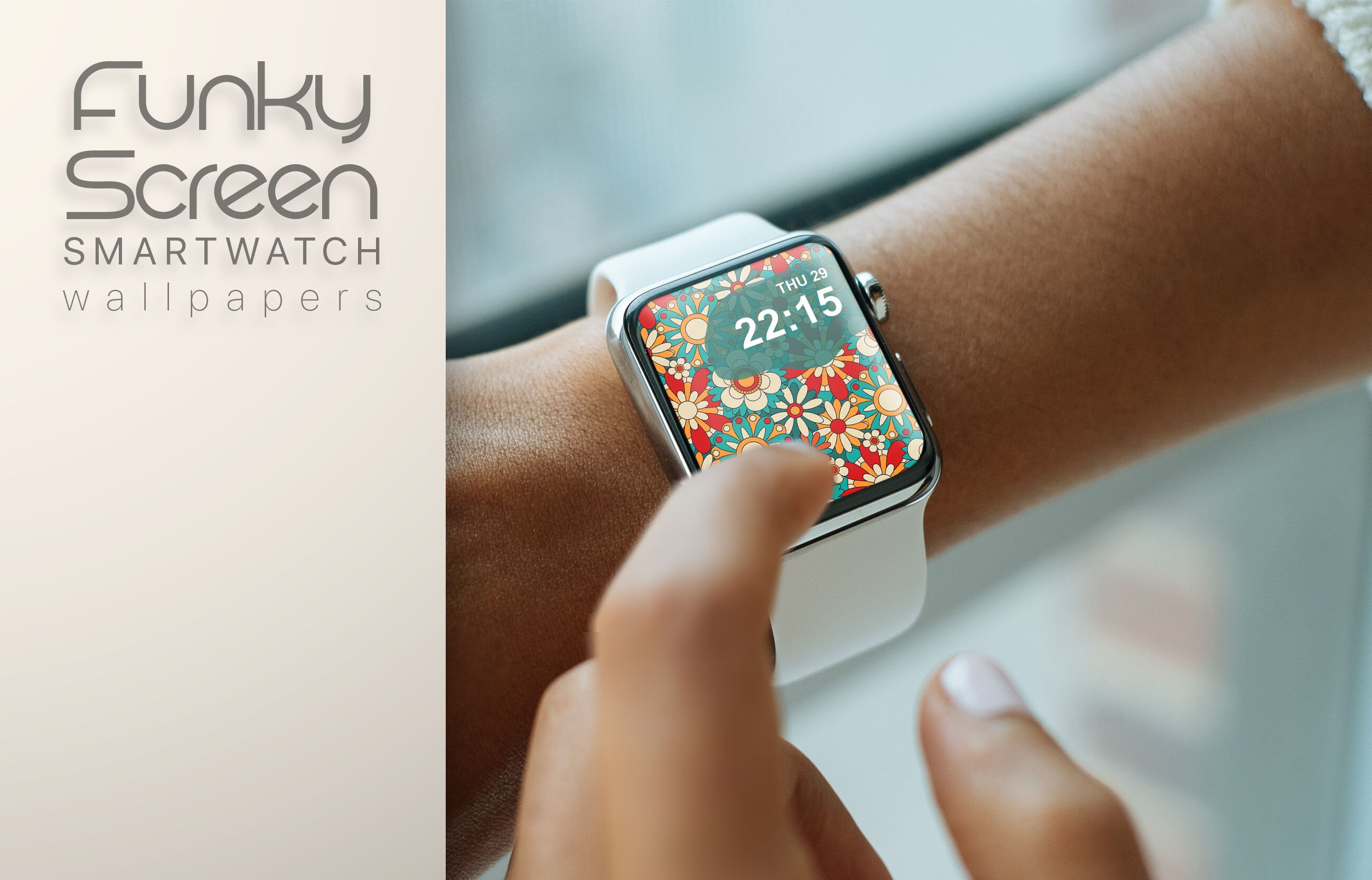 Retro Flowers Iwatch Face Design, Apple Watch Wallpaper Groovy Floral ...