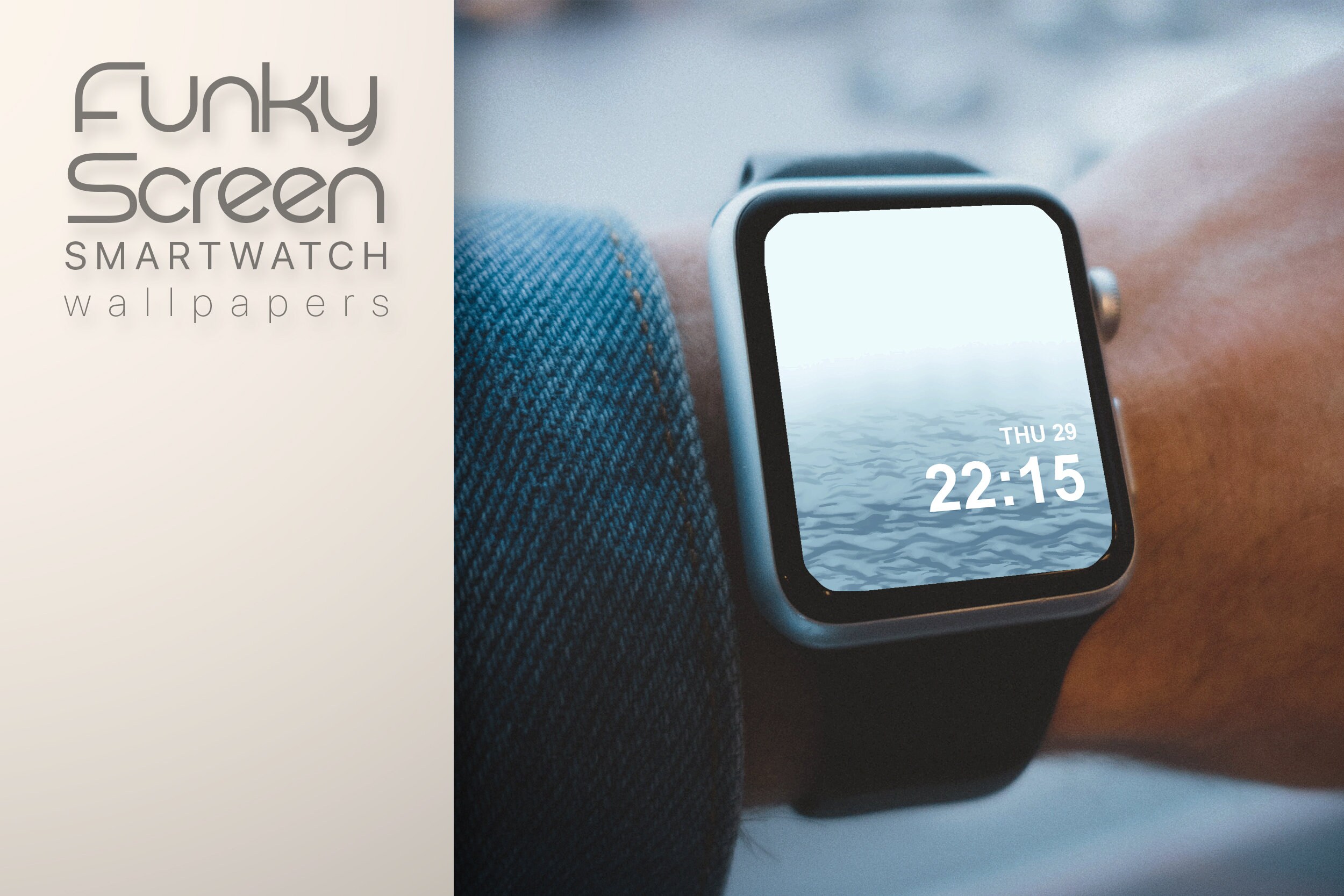 Blue Apple Watch Wallpaper Misty Sea Waves Watch Background Neutral ...