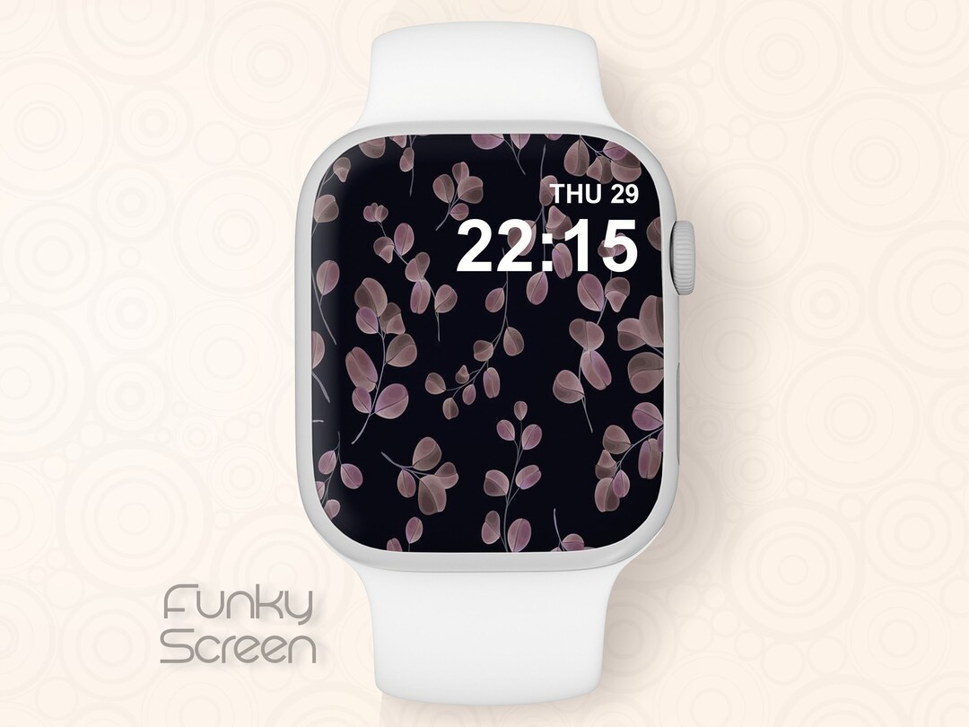 Pink Dark Floral Apple Watch Wallpaper Pink Eucalyptus Apple Watch Face ...
