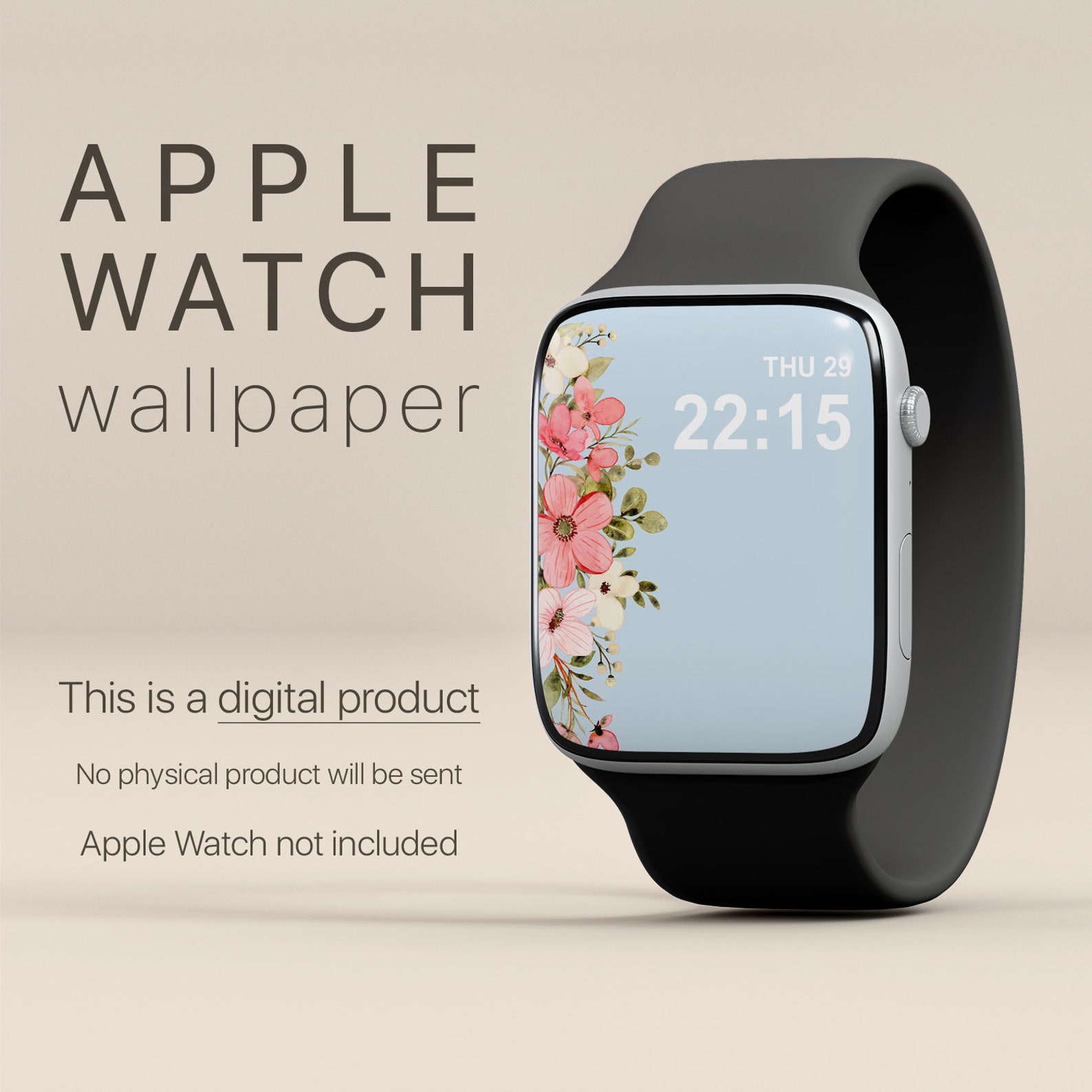 Baby Blue Smartwatch Wallpaper Floral Apple Watch Wallpaper Smartwatch ...
