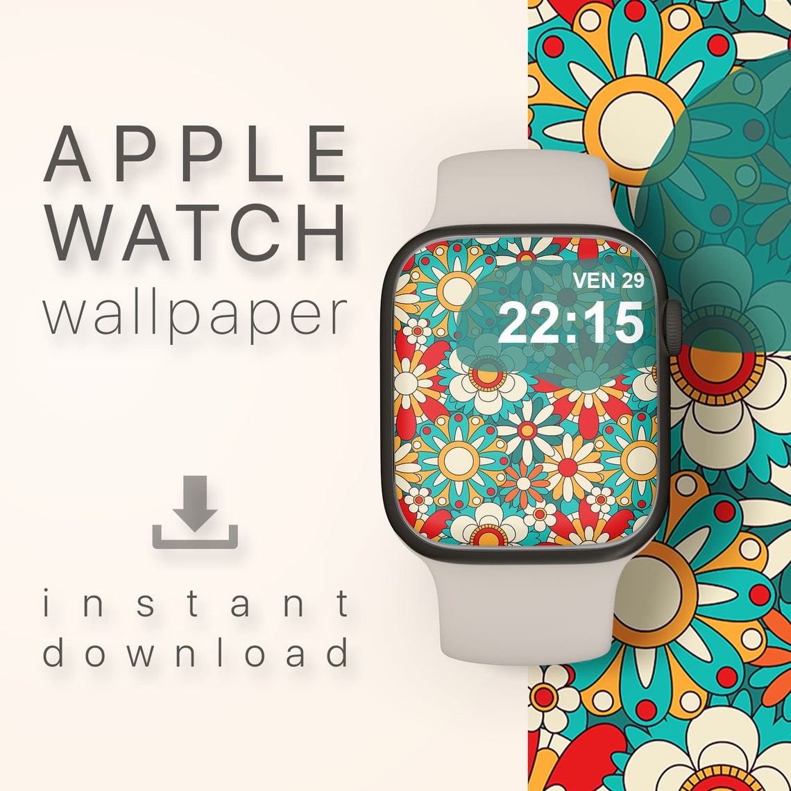 Retro Flowers Iwatch Face Design Apple Watch Wallpaper Groovy - Etsy