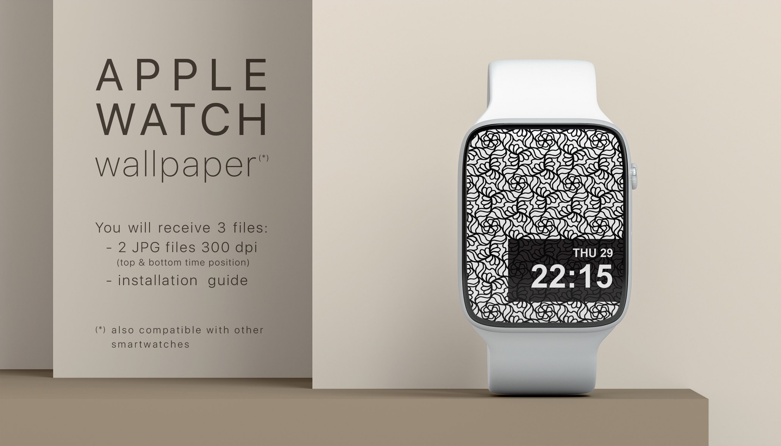 Black and White Apple Watch Face, Abstract Design for Apple Watch Face ...