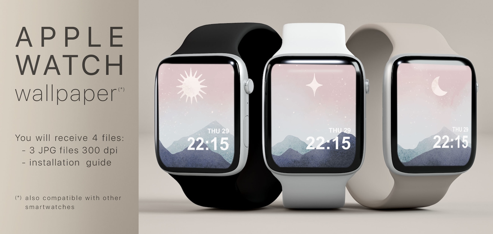 Pastel Tones Apple Watch Wallpaper, Pastel Sun and Moon Apple Watch ...