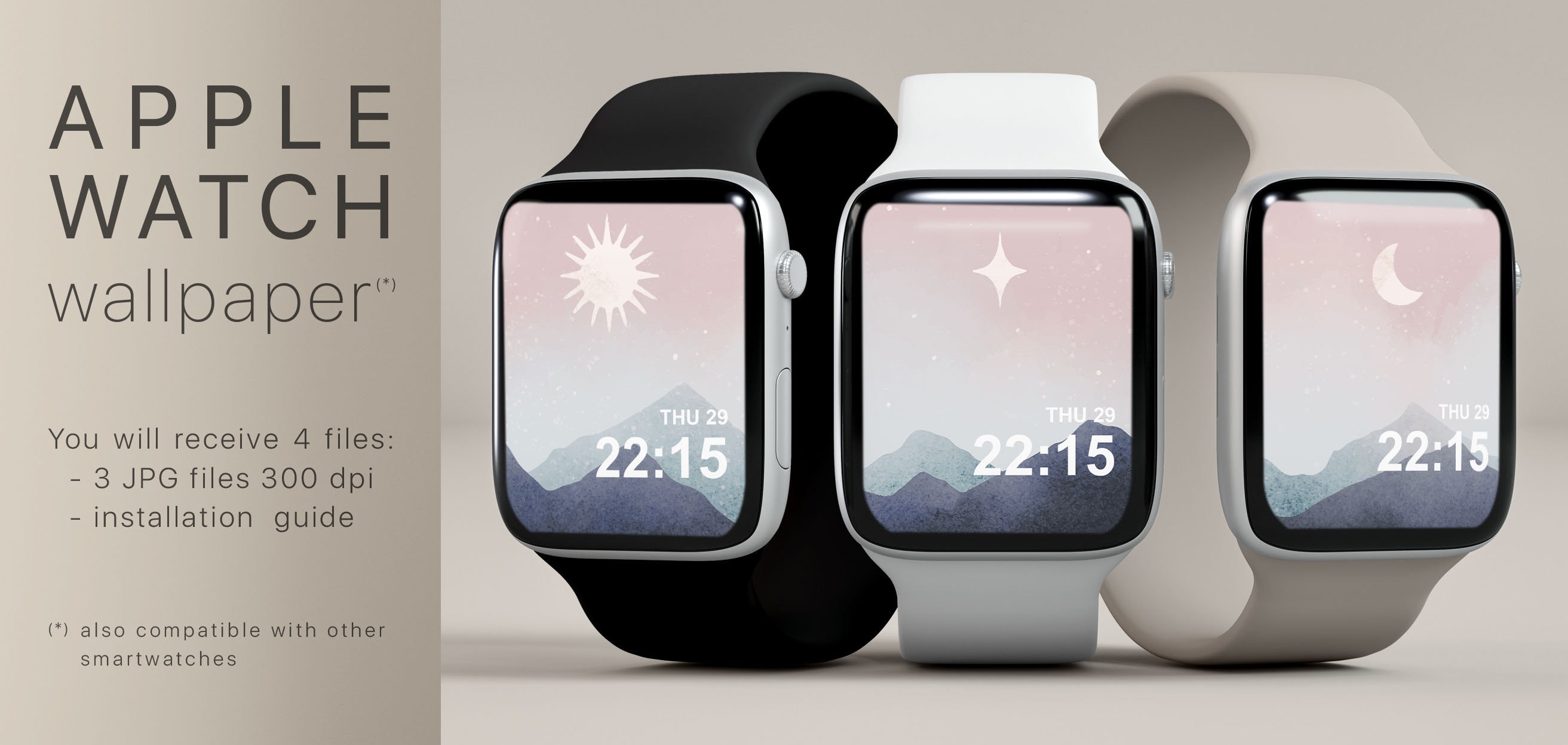 Pastel Tones Apple Watch Wallpaper, Pastel Sun and Moon Apple Watch ...