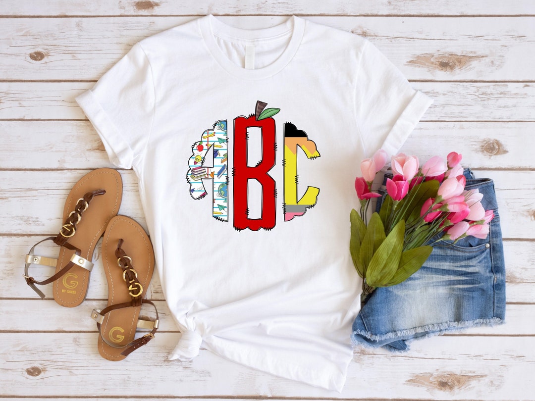 Back to School Monogram Letters Shirt, Custom Back to School Shirt ...