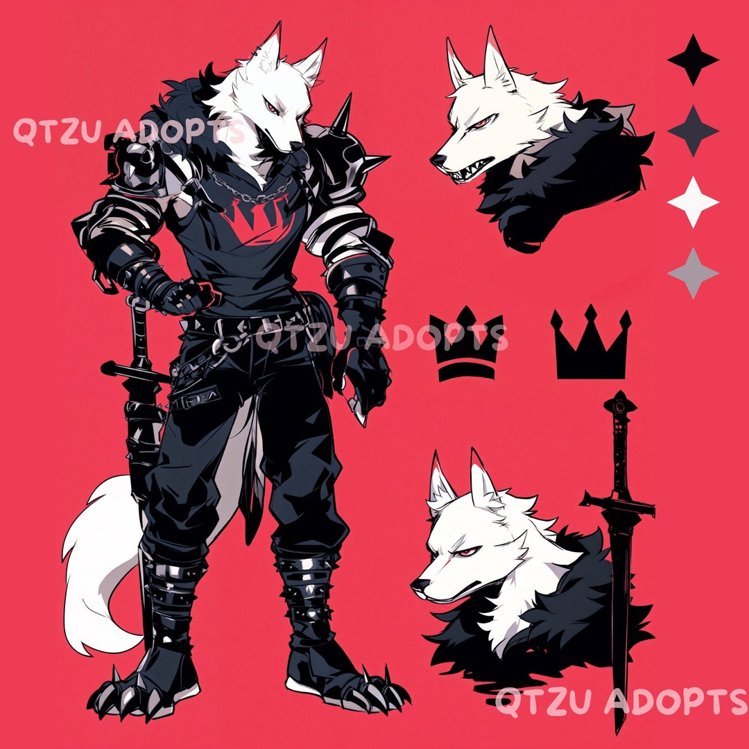 Fursona Adopt Reference Sheet: Gothic Wolf Knight Obsidian Ghostpaw ...