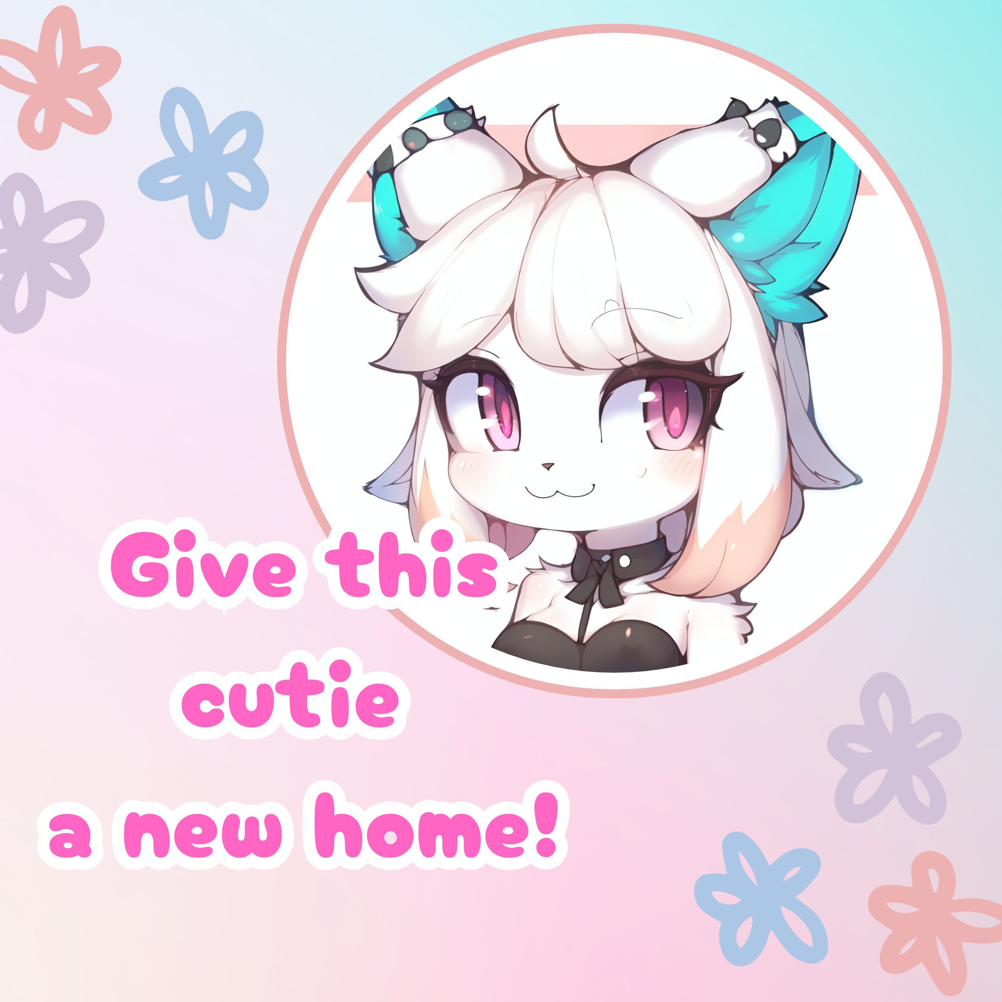 QTZU ADOPTS: Cute Furry Adoptable Kawaii Blue and White Cat - Etsy