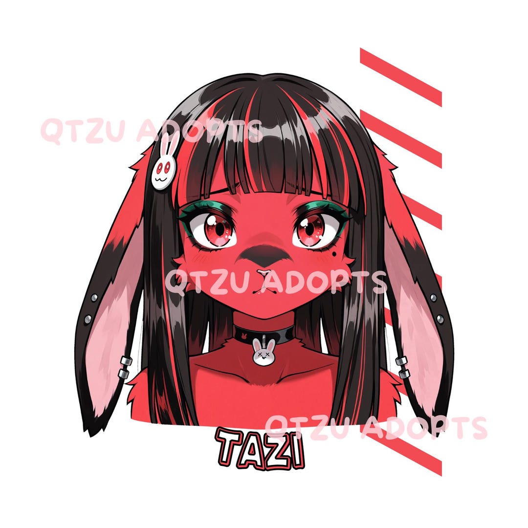 Fursona Headshot/portrait Adopt. ADOPTABLE Anthro OC. Tazi. Black&red ...