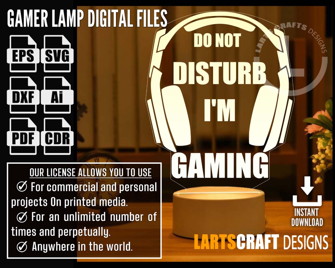 Do Not Disturb LED Acrylic Game Lamp Vector File CNC and Laser Cutting ...