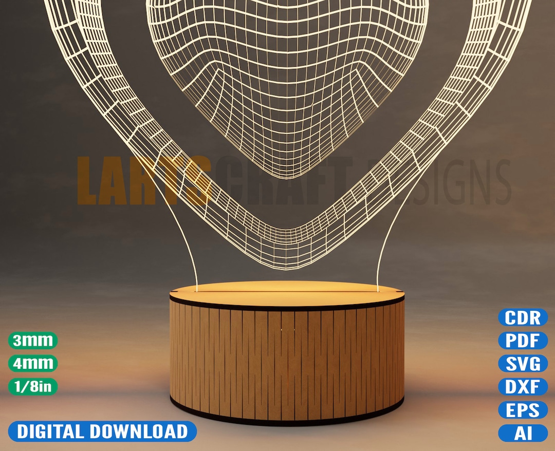 Creative 3D Acrylic Lamp Base Design for Laser and CNC Cutting | DIY ...