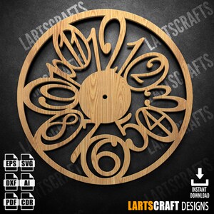 Wall Clock Face Set CNC Bundle Laser Cut Pack SVG Vector Template for ...