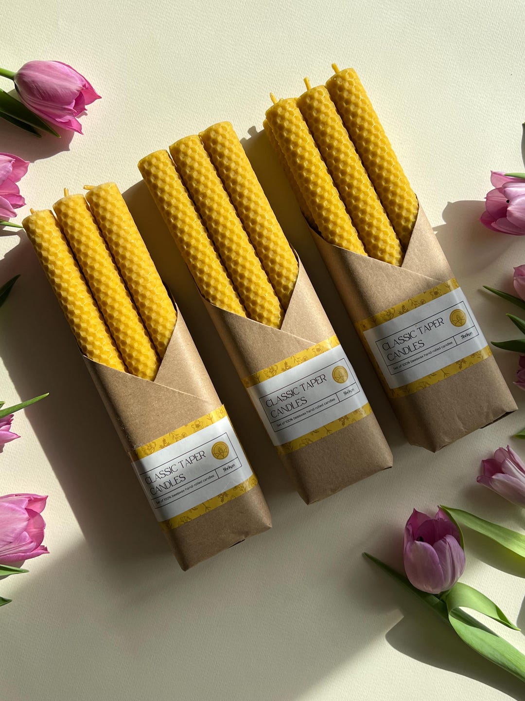 Beeswax 6pack Candles, 100% Pure Natural Beeswax, Candles Set of 6 ...