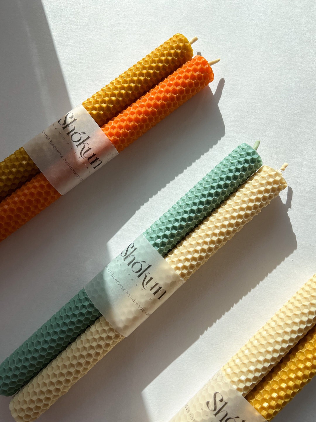 Tall Beeswax 2 Pack Candles - 100% Pure Natural Beeswax - Candles Set ...