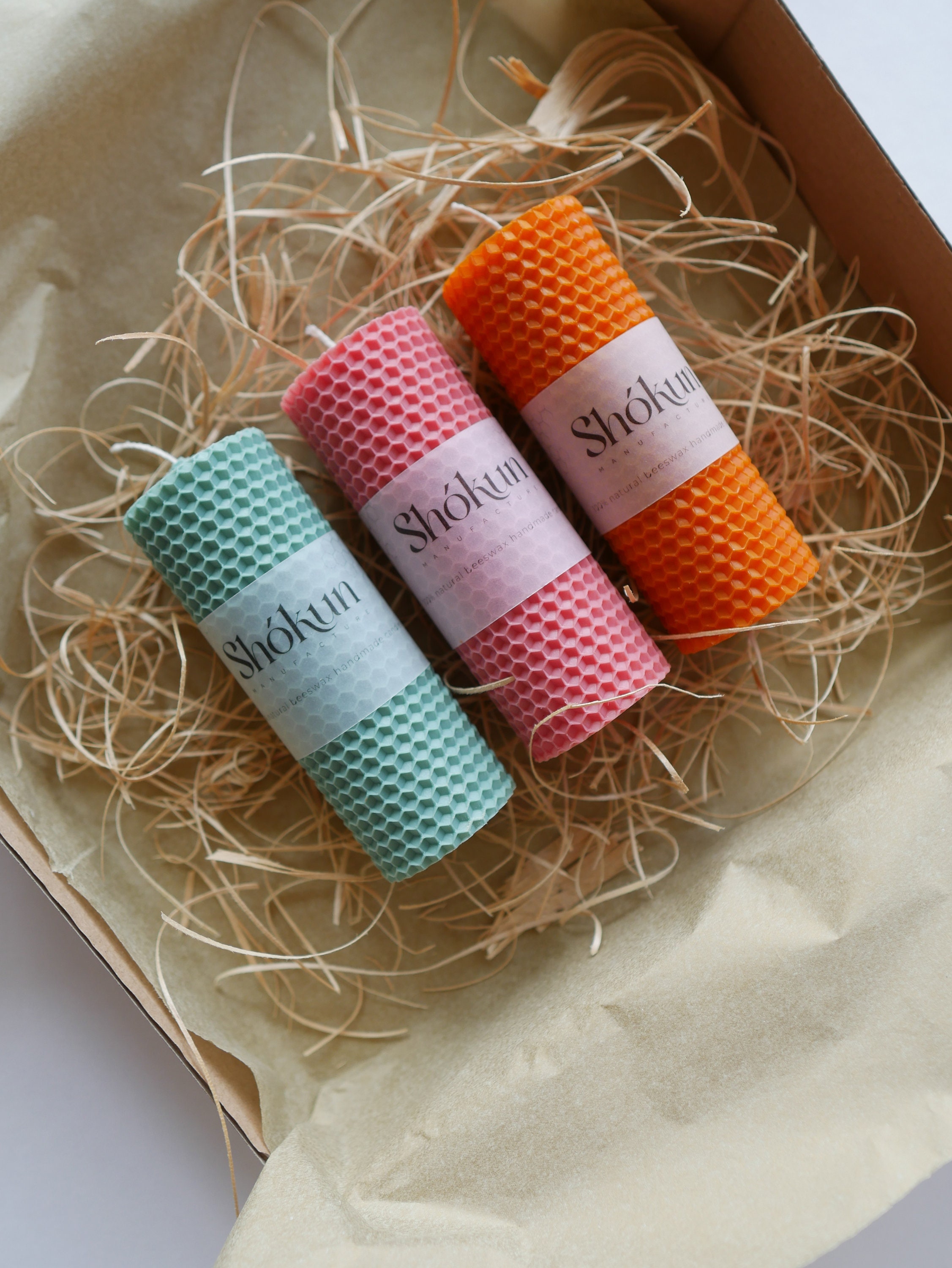 Bright Candle Set 100% Pure Natural Beeswax Hand-rolled - Etsy