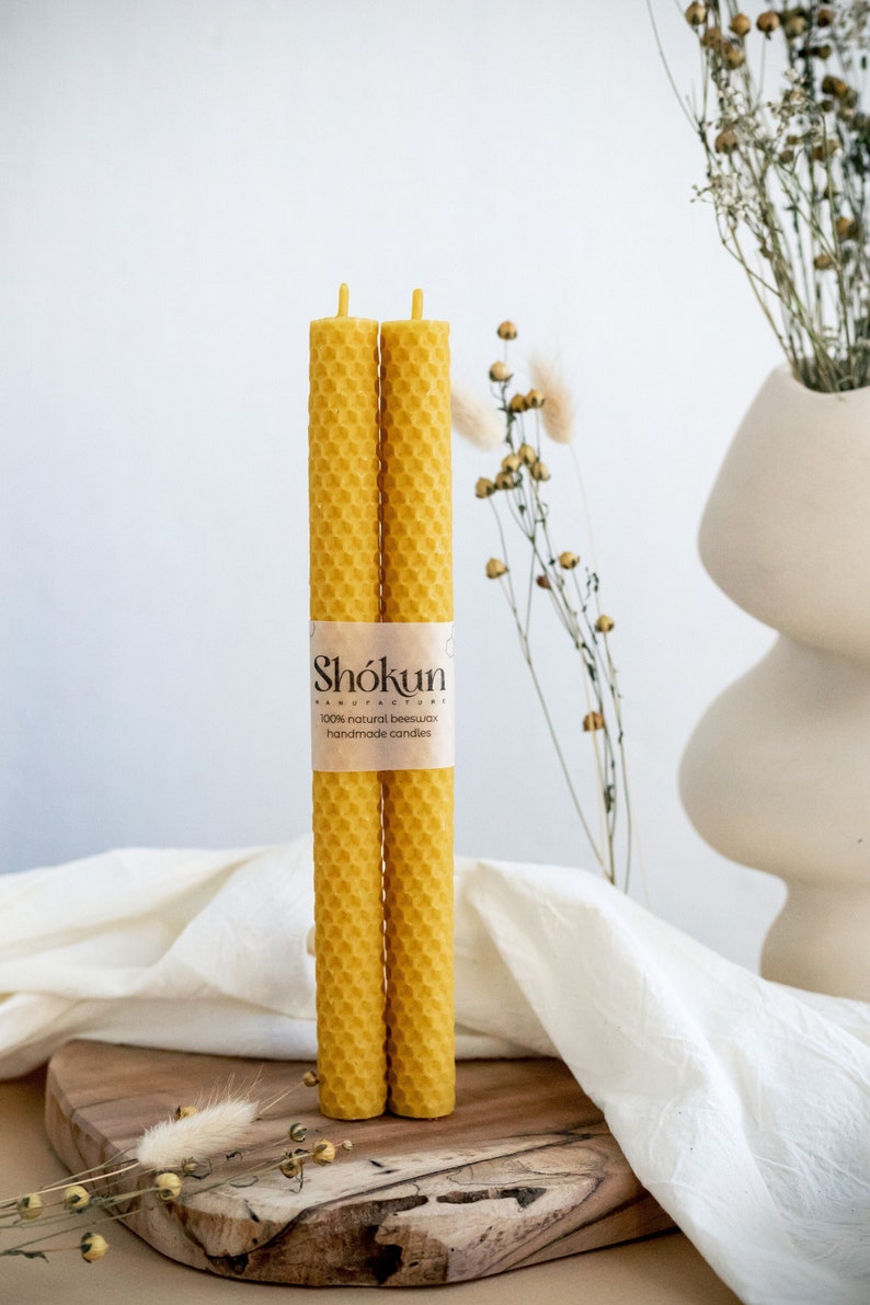 Tall Beeswax 2 Pack Candles - 100% Pure Natural Beeswax - Candles Set ...