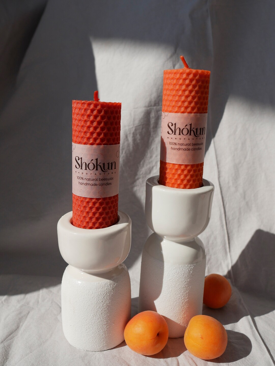 100% Beeswax Pillar Candles - Orange and Terracota Candle - Aesthetic ...