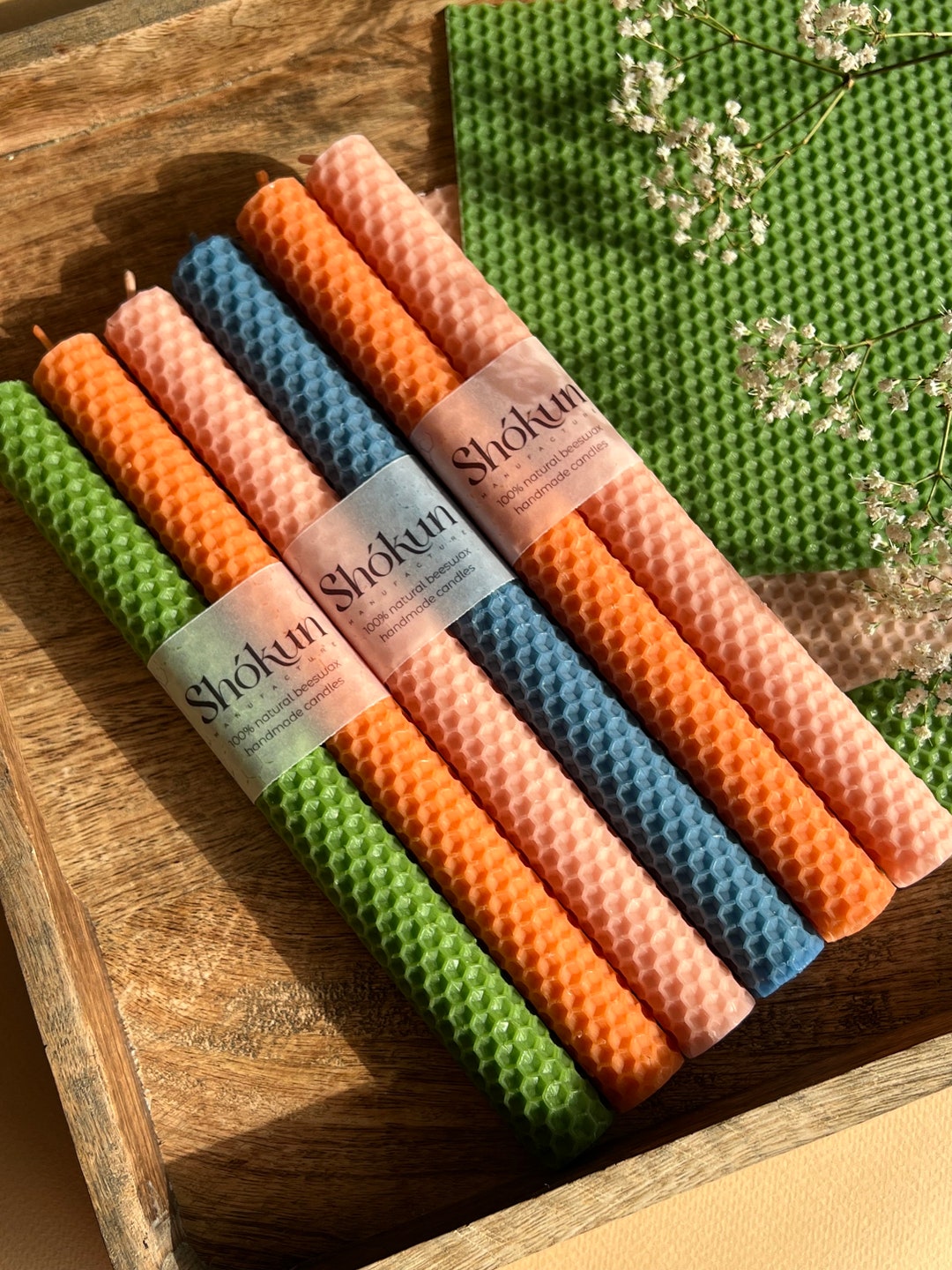 Tall Beeswax 2 Pack Candles - 100% Pure Natural Beeswax - Candles Set ...