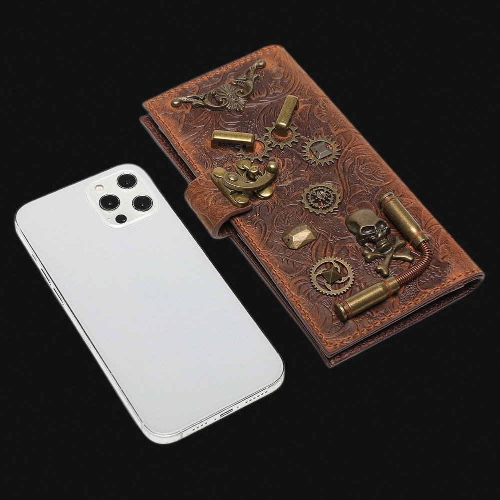 Steampunk Women's Wallets, Niche Design Leather Wallet, Hand Engraved ...