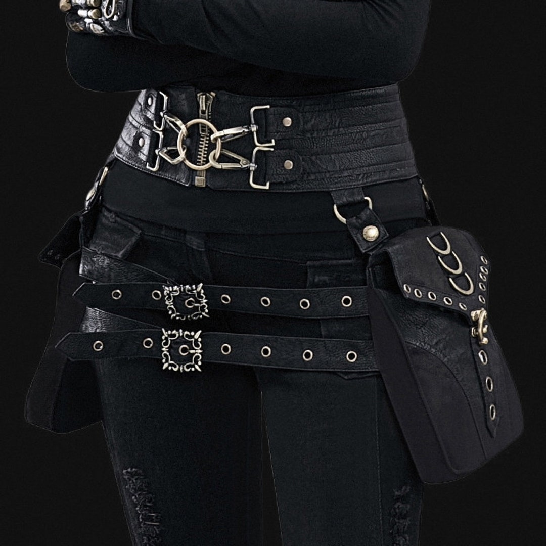 Steampunk Leather Waist Bag Belt Fanny Pack Motorcycle Phone Purse ...