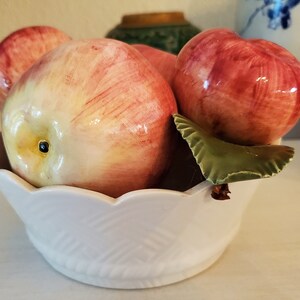 Vintage Italian Porcelain Glazed Apples in Scalloped Basket - Etsy