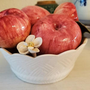 Vintage Italian Porcelain Glazed Apples in Scalloped Basket - Etsy