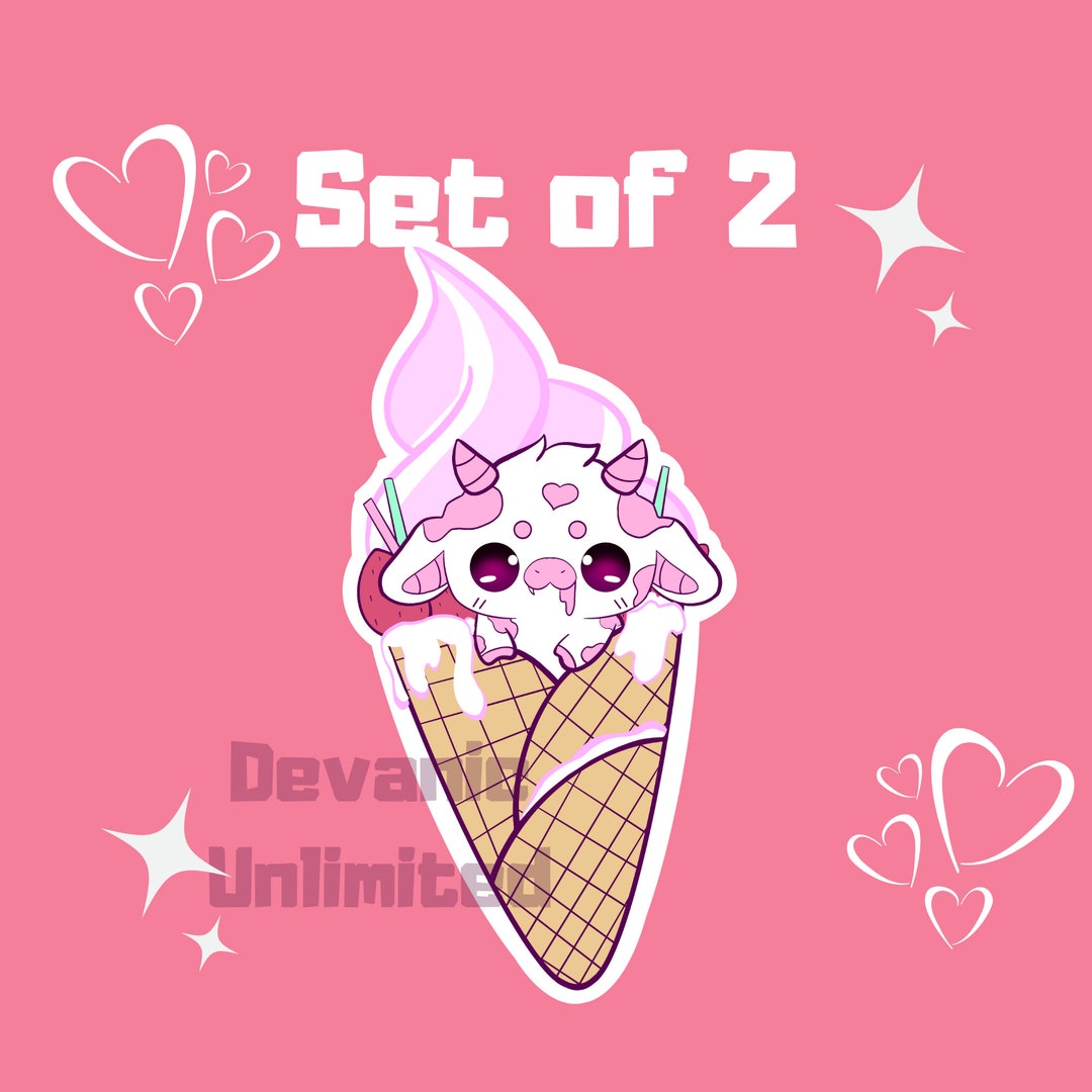 2 PACK Kawaii Dessert Cow Stickers, Cute Cow Stickers, Kawaii Cows, Cow ...