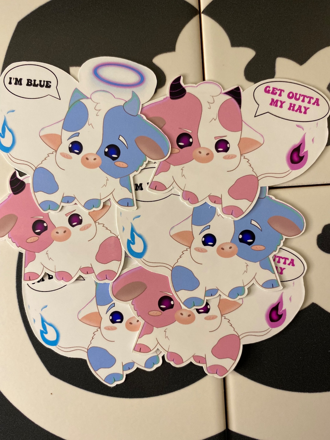 Cute Cow Stickers 6 Pack Kawaii Cow Sticker Pack Cute Farm - Etsy