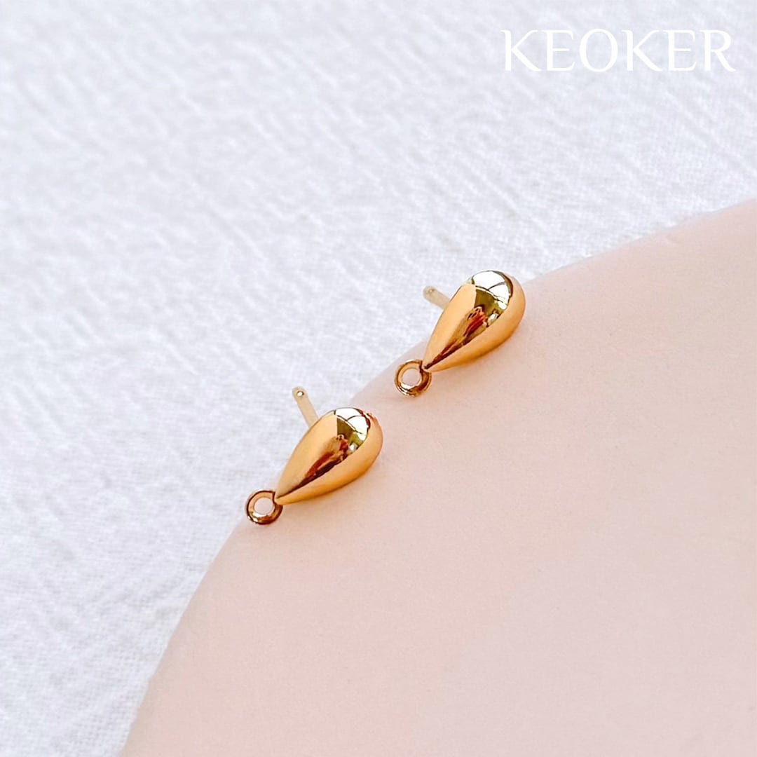 KEOKER 14K Gold Filled Water Drop Stud Earrings With Loop (10 PCS), DIY ...