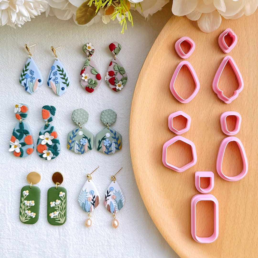 KEOKER Clay Cutters, Organic Polymer Clay Cutters for Earrings Making ...