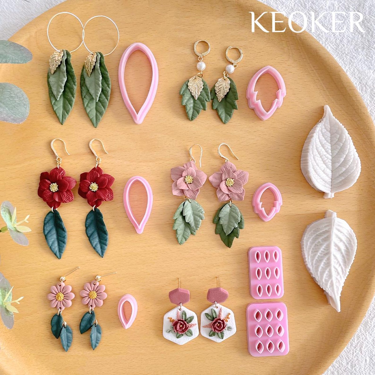 Keoker Leaf Clay Cutters, 7 Shapes Polymer Clay Leaf Cutters With ...