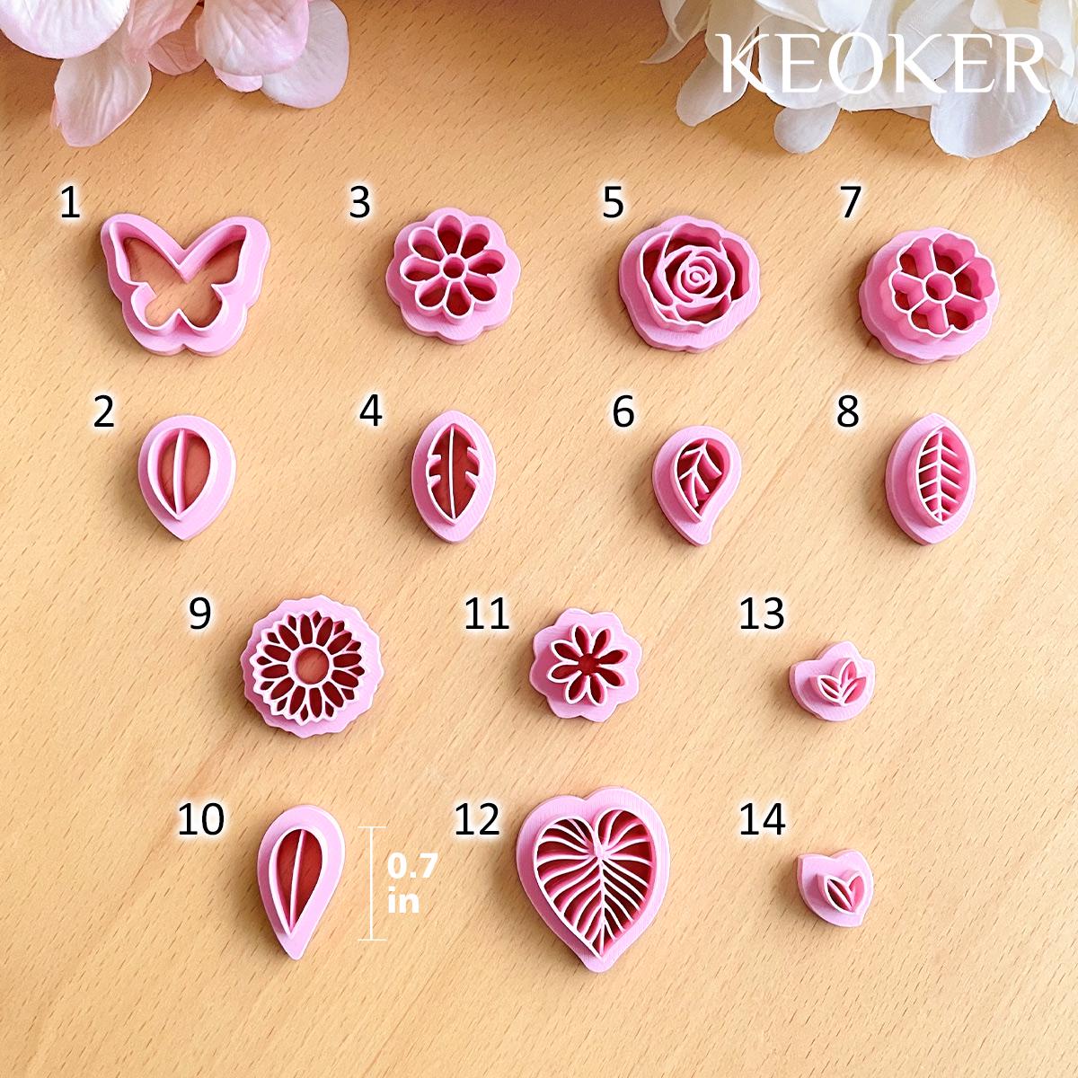 KEOKER Spring Clay Cutters, Spring Polymer Clay Cutters Flowers, Leaf ...