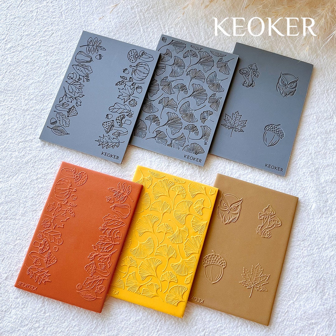 Keoker Pumpkin Polymer Clay Texture Sheets, Clay Texture Mat for Making ...