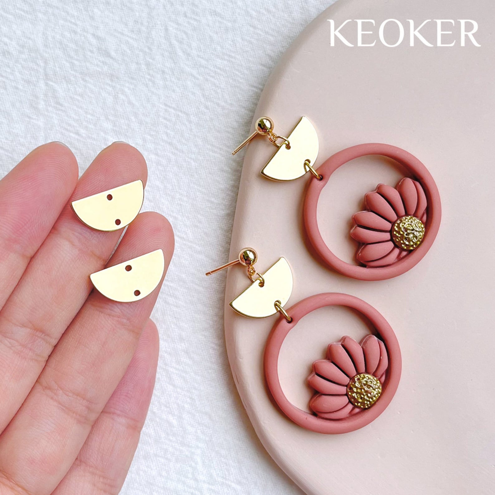 KEOKER 14K Gold Filled Half Round Connector (10PCS), Half Circle ...