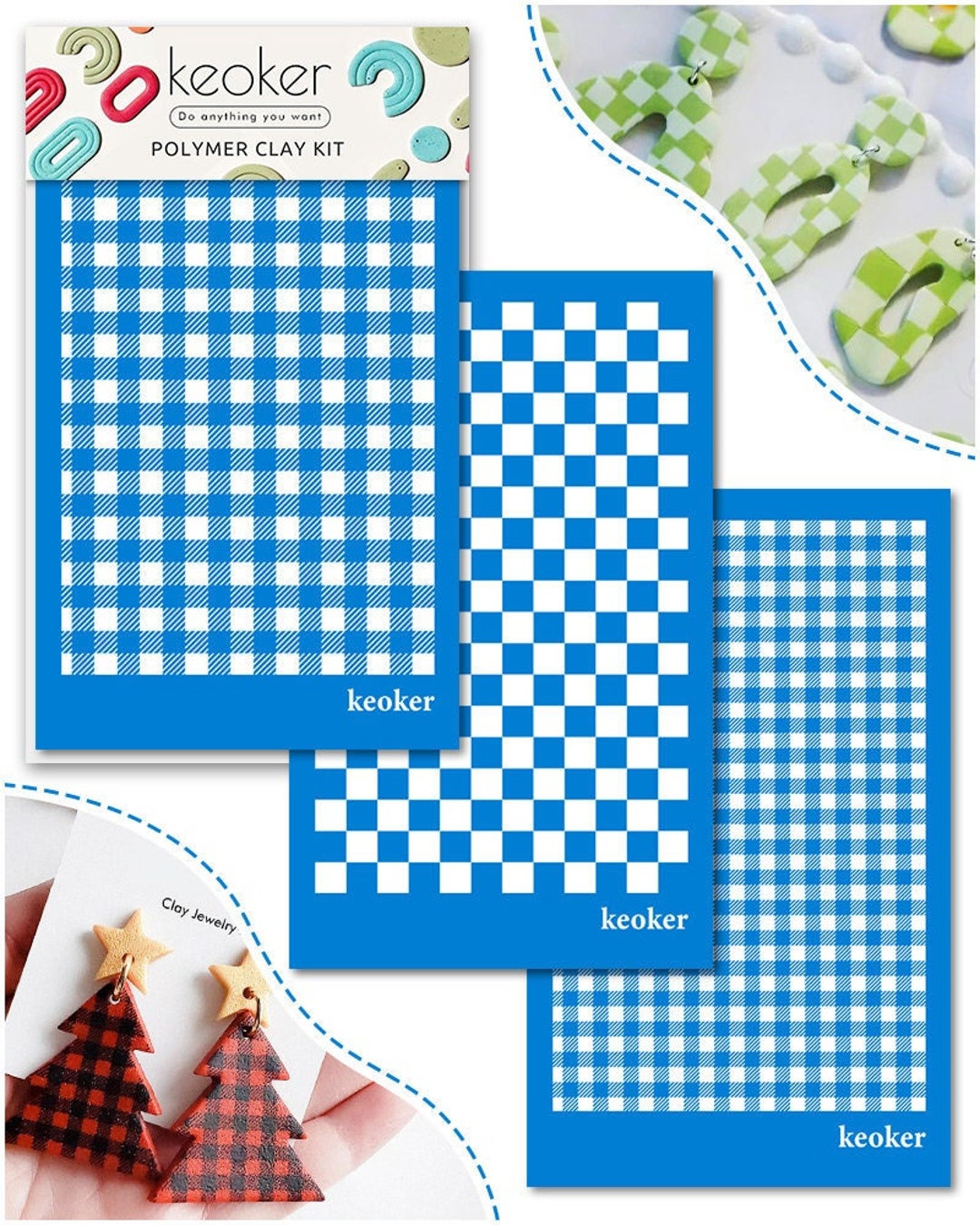KEOKER Buffalo Plaid Silk Screen for Polymer Clay, Checker Silk Screen ...