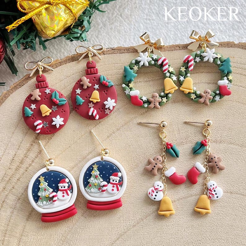 KEOKER Mini Polymer Clay Cutters Christmas, 10 Shapes Christmas Clay ...