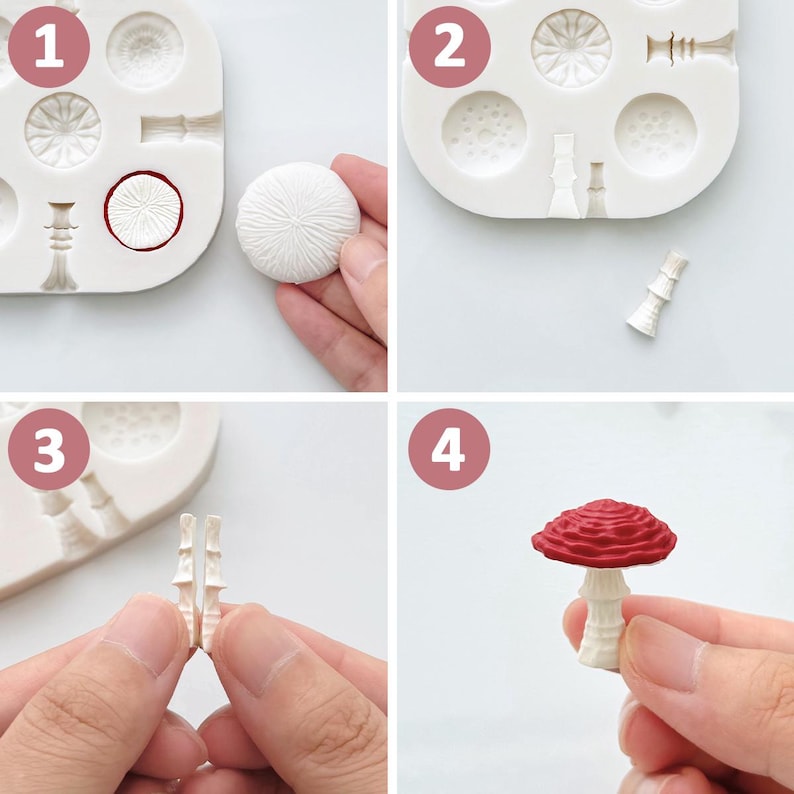 KEOKER Mushroom Polymer Clay Silicone Mold, 5 Shapes 3 Sizes Mushroom ...