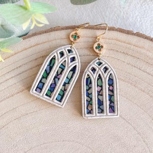 KEOKER Gothic Window Polymer Clay Earrings, Floral Clay Earrings ...