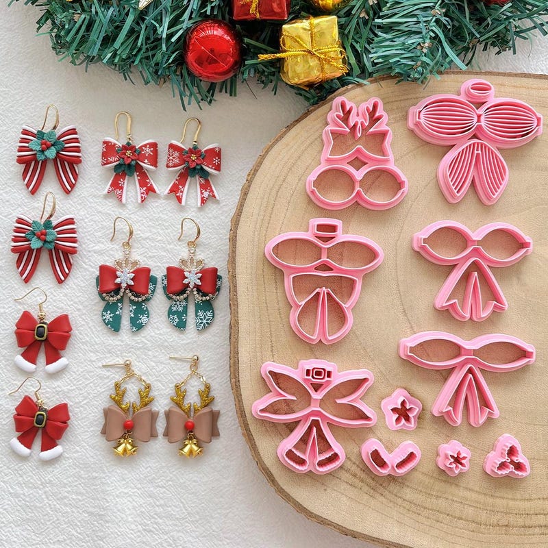 Large Bow Clay Earrings - Etsy