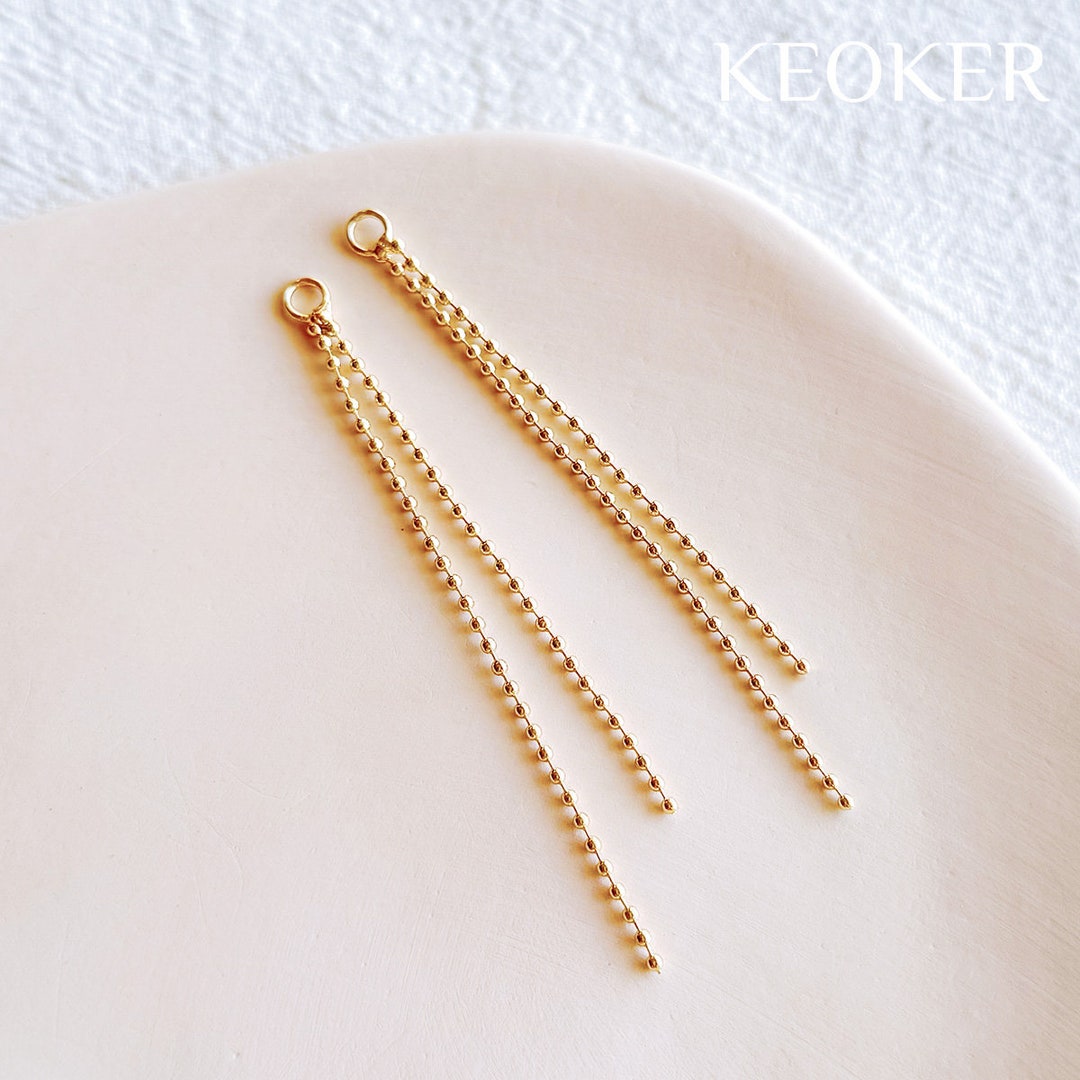 KEOKER 14K Gold Filled Double Bead Chain Tassel Charm (4 PCS), Gold ...