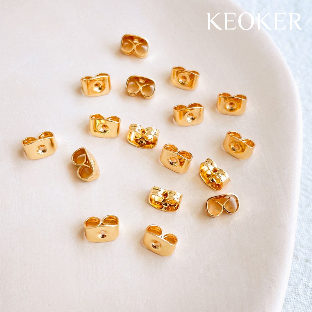 KEOKER 14K Gold Filled Earring Backs (50PCS), Earring Back Stoppers for ...