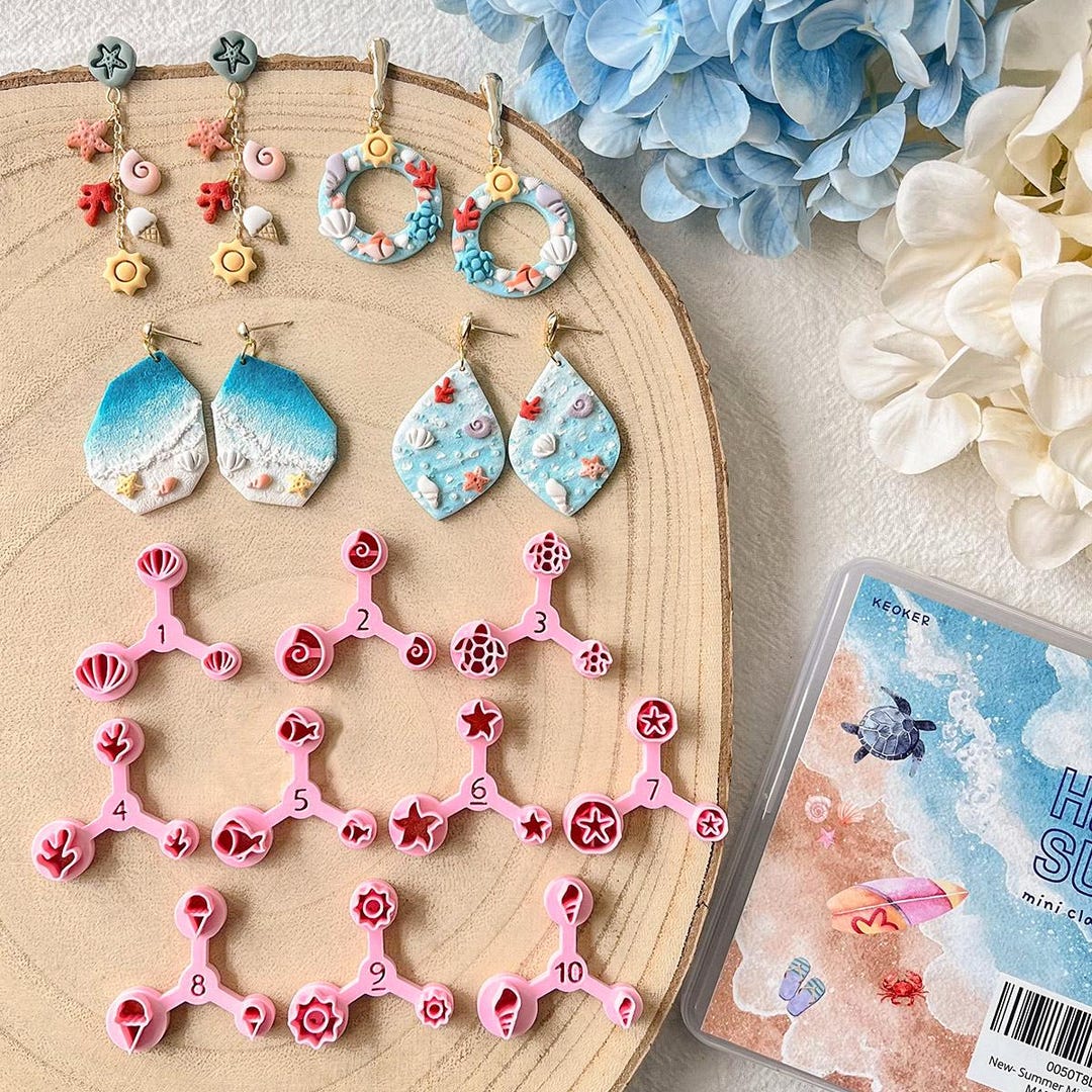 KEOKER Summer Polymer Clay Cutters, 10 Shapes Mini Clay Cutter for ...