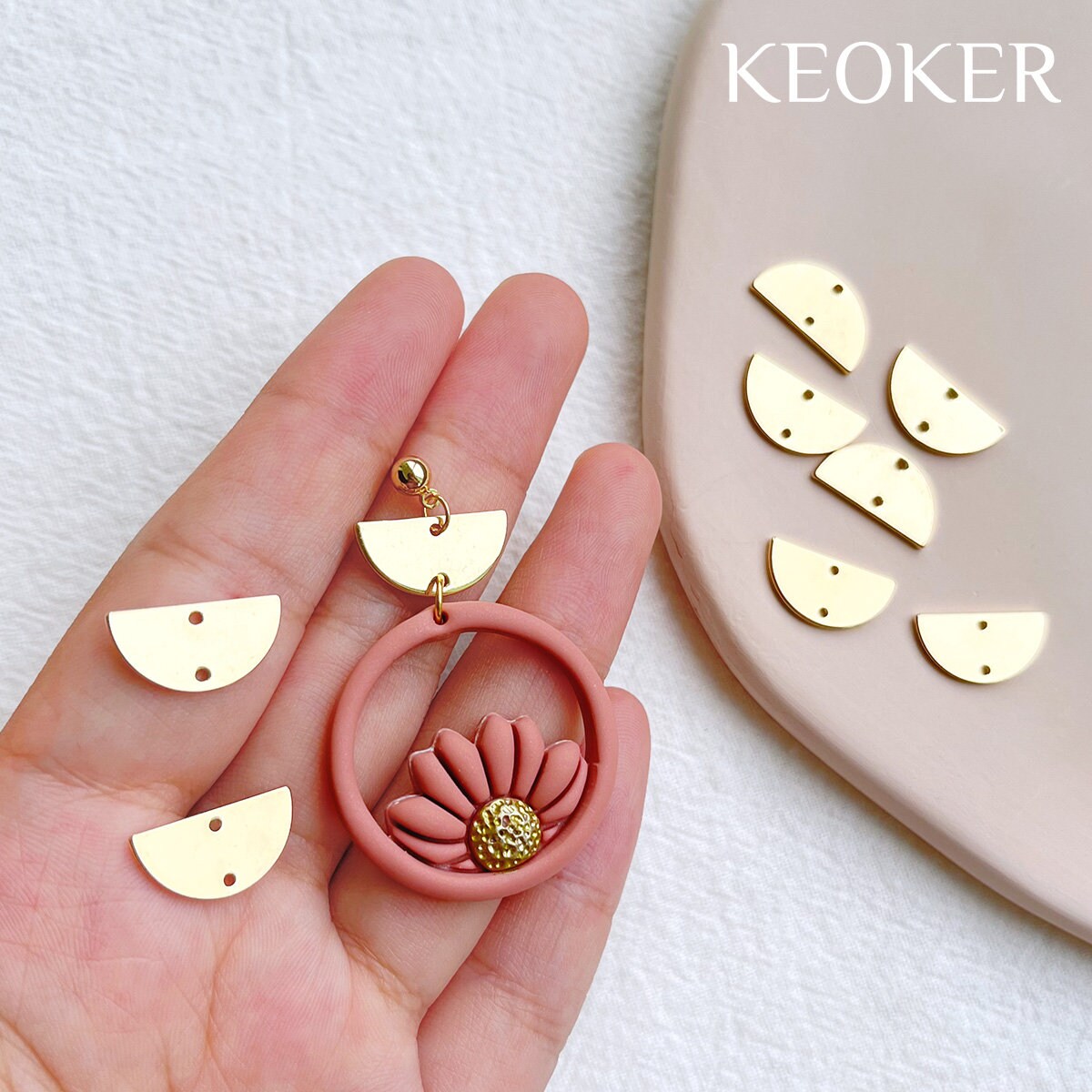 KEOKER 14K Gold Filled Half Round Connector (10PCS), Half Circle ...