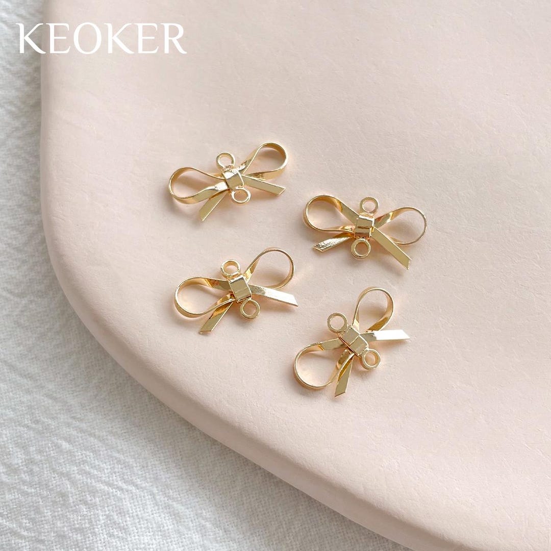 KEOKER 14K Gold Filled Bow Connector (10PCS), Bowtie Earring Connector ...
