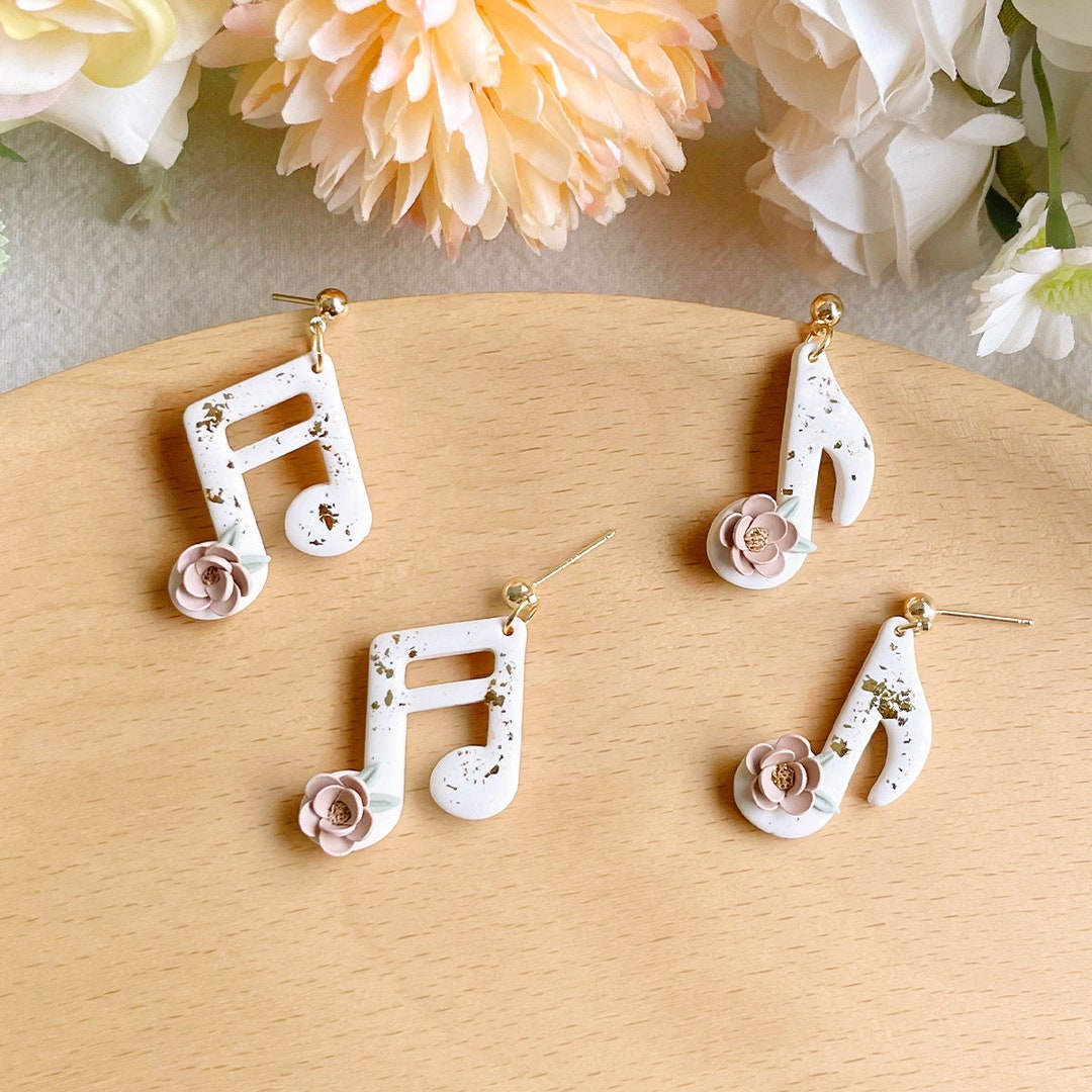 KEOKER Musical Note Polymer Clay Earrings, Statement Earrings, Floral ...
