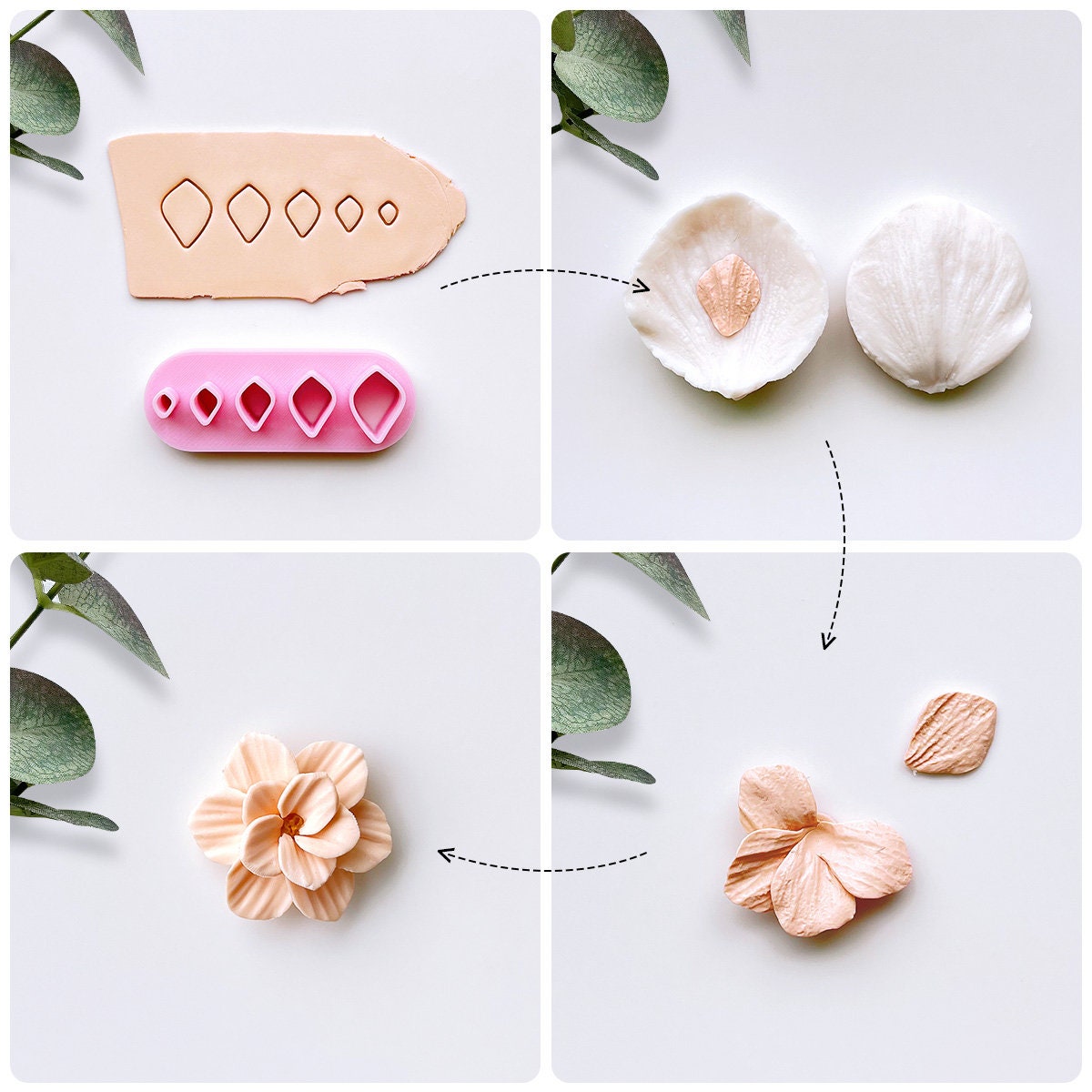Keoker Flower Petal Clay Cutters - Flower Petals Clay Cutters for ...