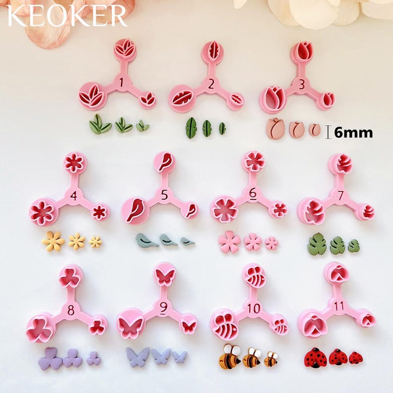 KEOKER Spring Polymer Clay Cutters, Polymer Clay Flower Cutters, 11 ...