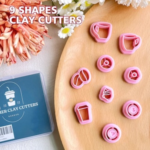 KEOKER Coffee Polymer Clay Cutters(9 Shapes), Afternoon Tea Clay ...