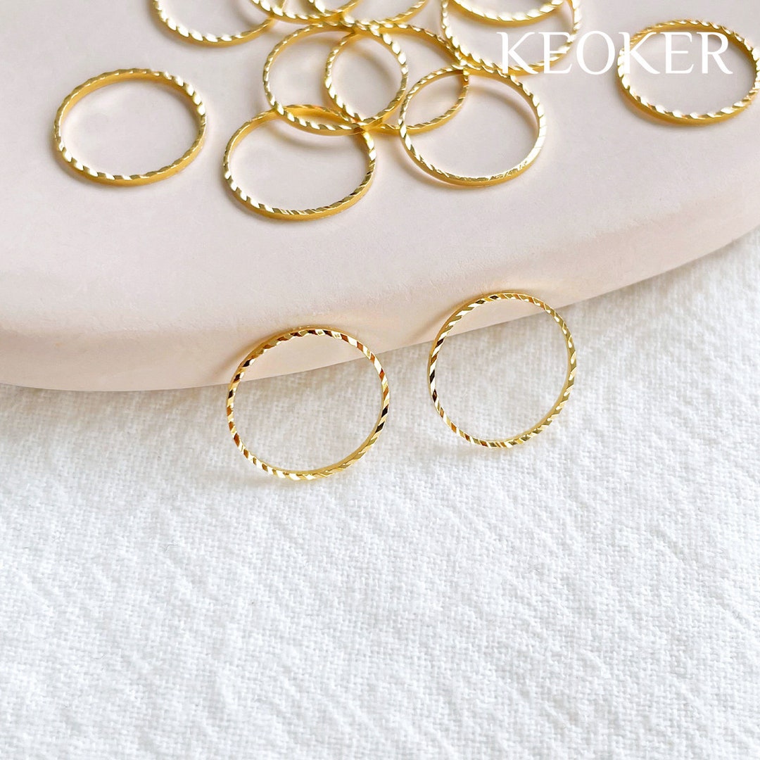 KEOKER 14K Gold Filled Textured Circle (20 PCS), 12mm Circle Connectors ...