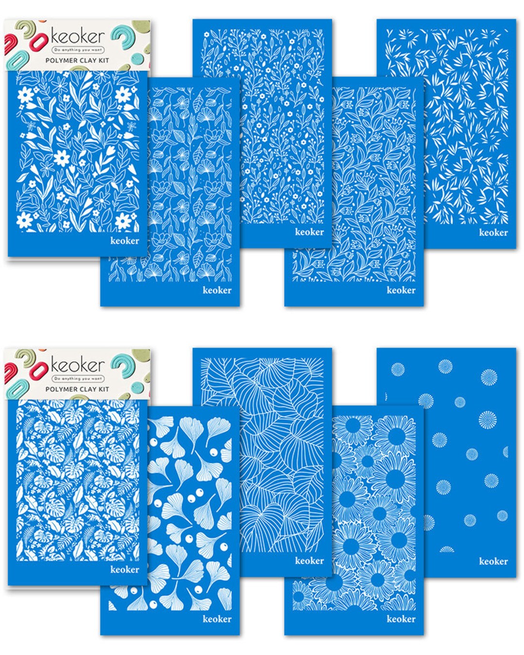 KEOKER Floral Silk Screen Stencils for Polymer Clay, 10 PCS Silk Screen ...