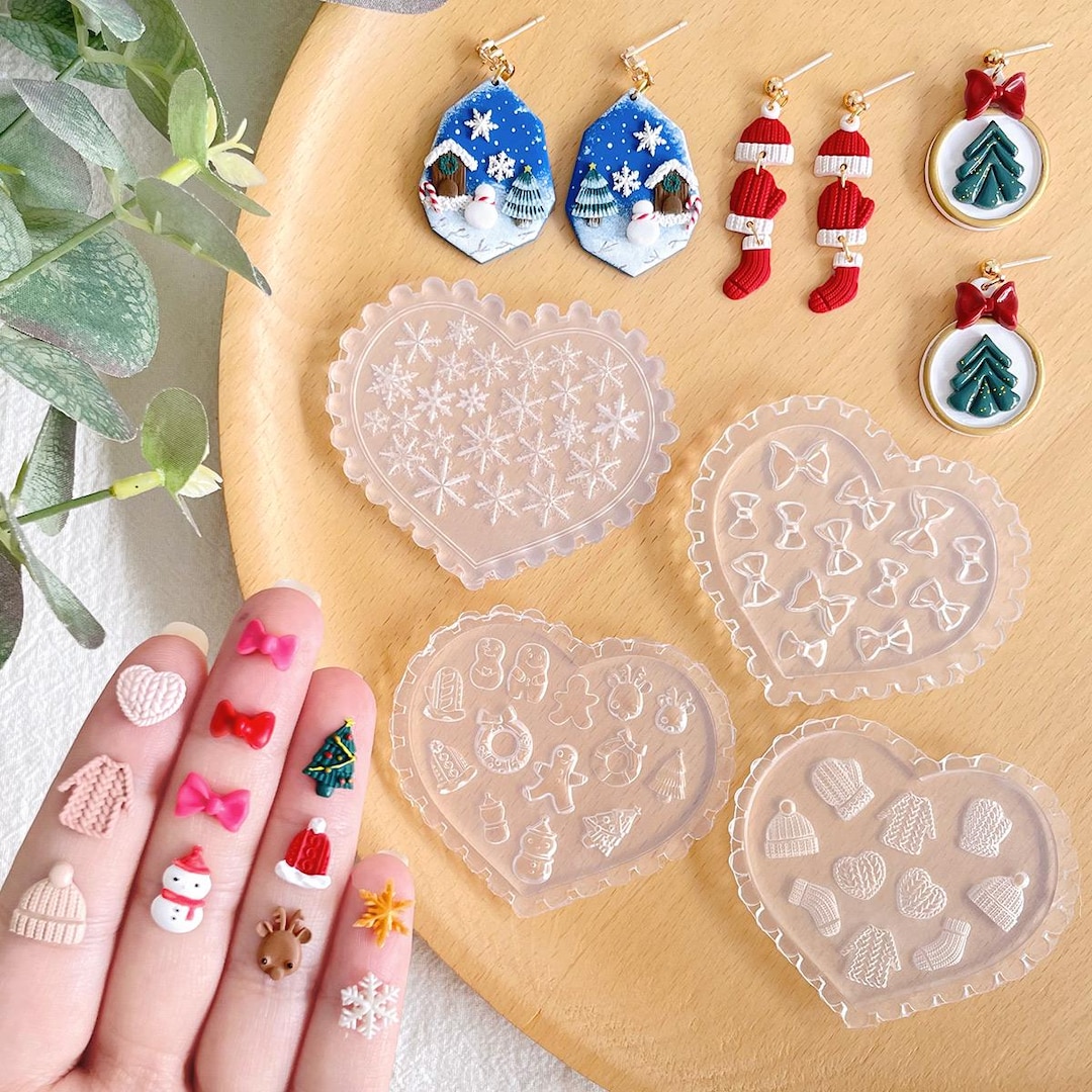KEOKER Christmas Polymer Clay Molds, Winter Polymer Clay Silicone Molds ...